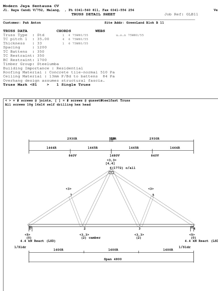 Detail Kuda Kuda Baja Ringan | PDF | Truss | Screw