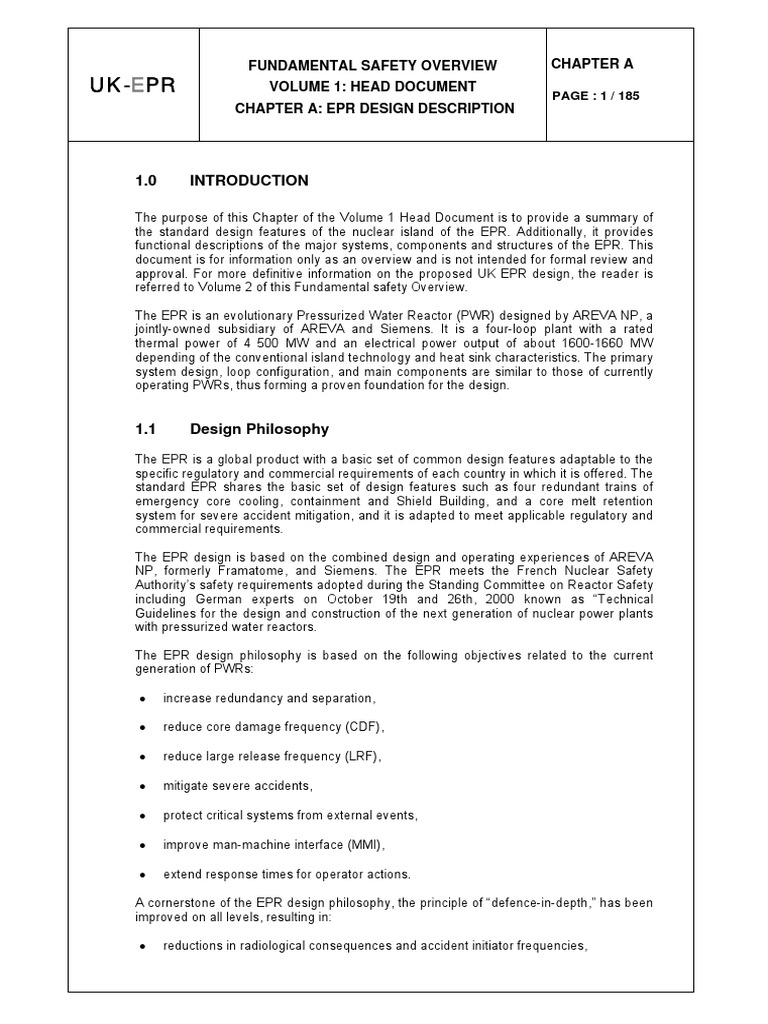 1.A - EPR Design Description - v3 PDF | PDF | Pressurized Water Reactor ...