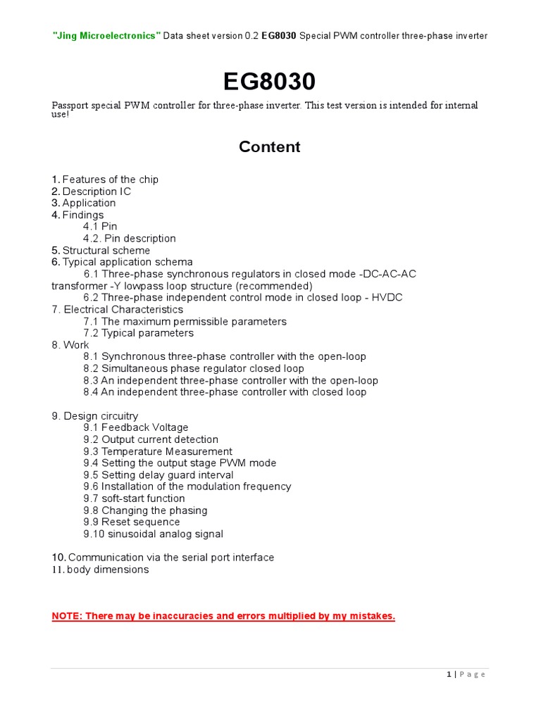 EG8030 Datasheet Rus - Ru.en | PDF | Power Inverter | Feedback