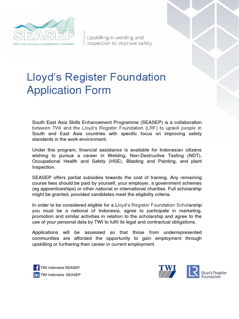 SEASEP Personal Info Lloyd's Fund Form Rev 02 | PDF | Safety | Websites