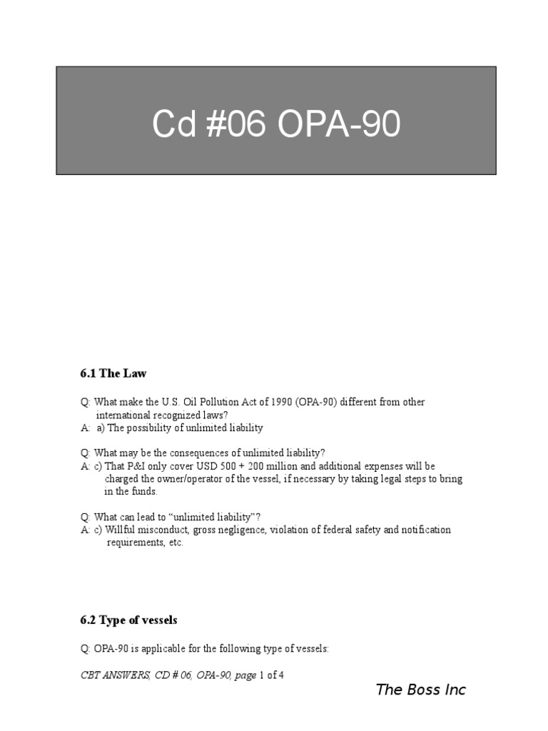 OPA-90 Compliance and Notification Guide | PDF | Government | Business