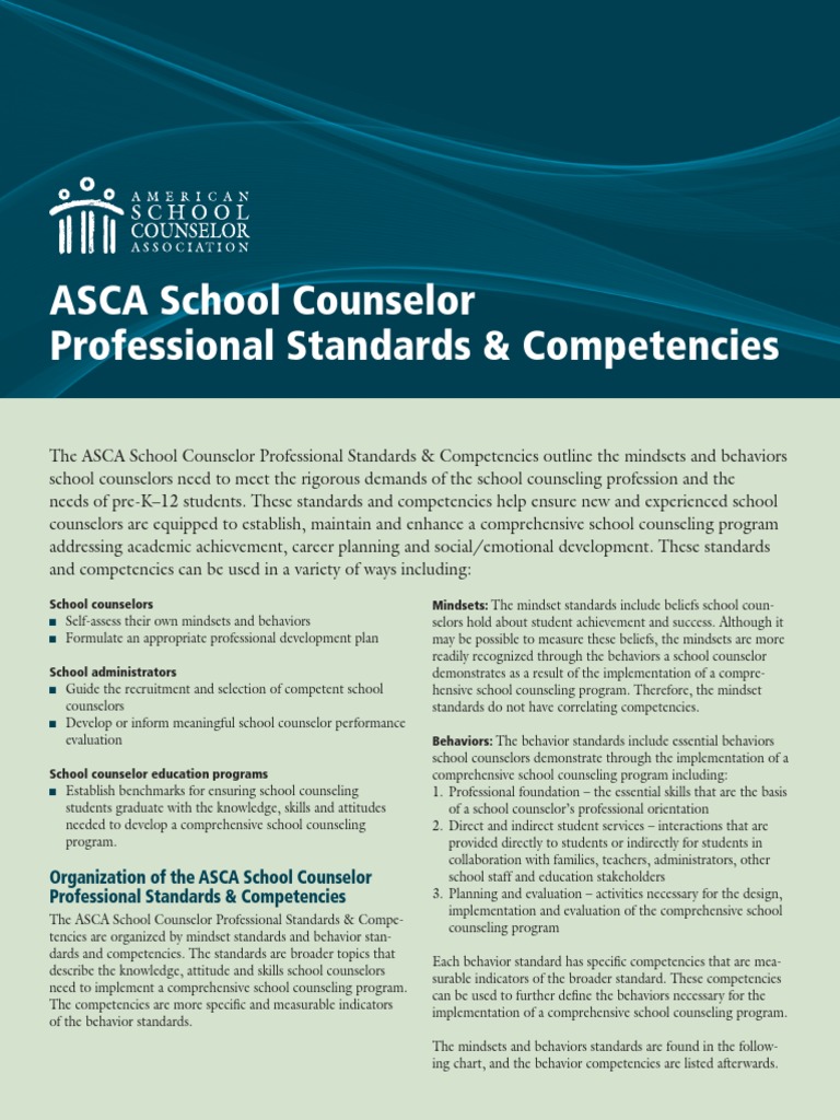 ASCA Competencies | PDF | School Counselor | Counseling Psychology