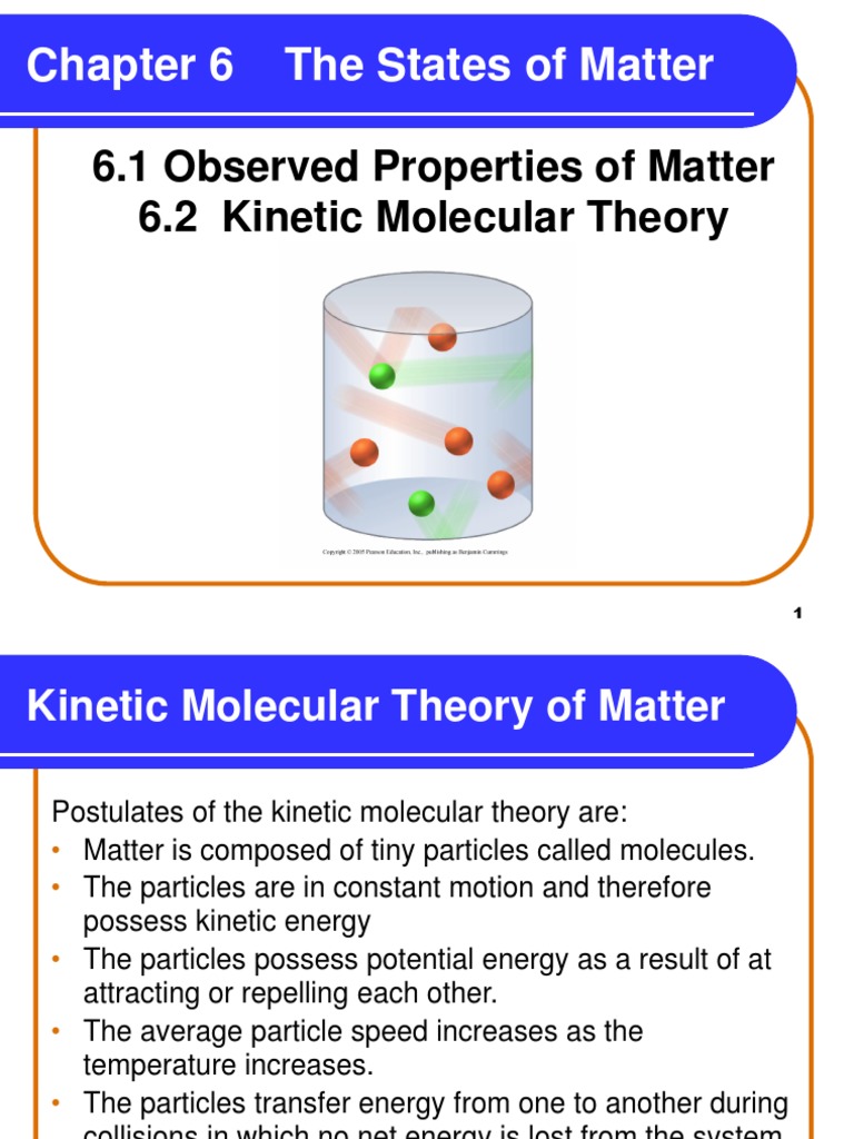 6 1 and 6 2 Matter and Kinetic Mole Theory | PDF | Matter | Molecules