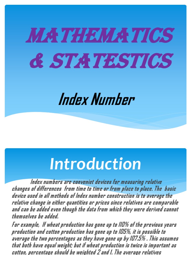 Mathematics & Statestics: Index Number | PDF | Index (Economics) | Ratio