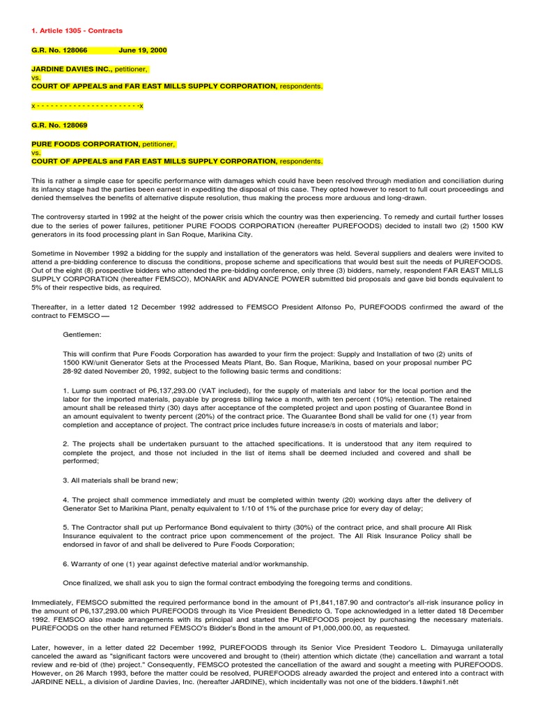 Contracts Cases Part 1 | PDF | Offer And Acceptance | Judgment (Law)