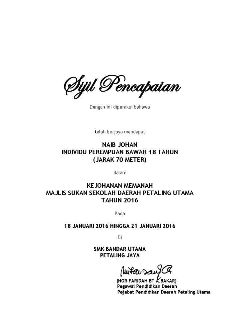 Template Sijil | PDF