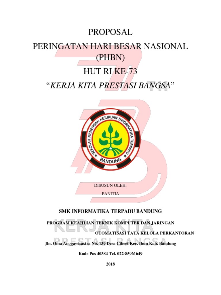 Contoh Cover Proposal HUT RI KE-73 | PDF