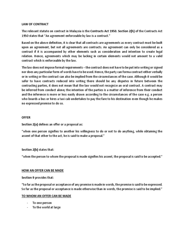 Law of Contract | PDF | Offer And Acceptance | Auction