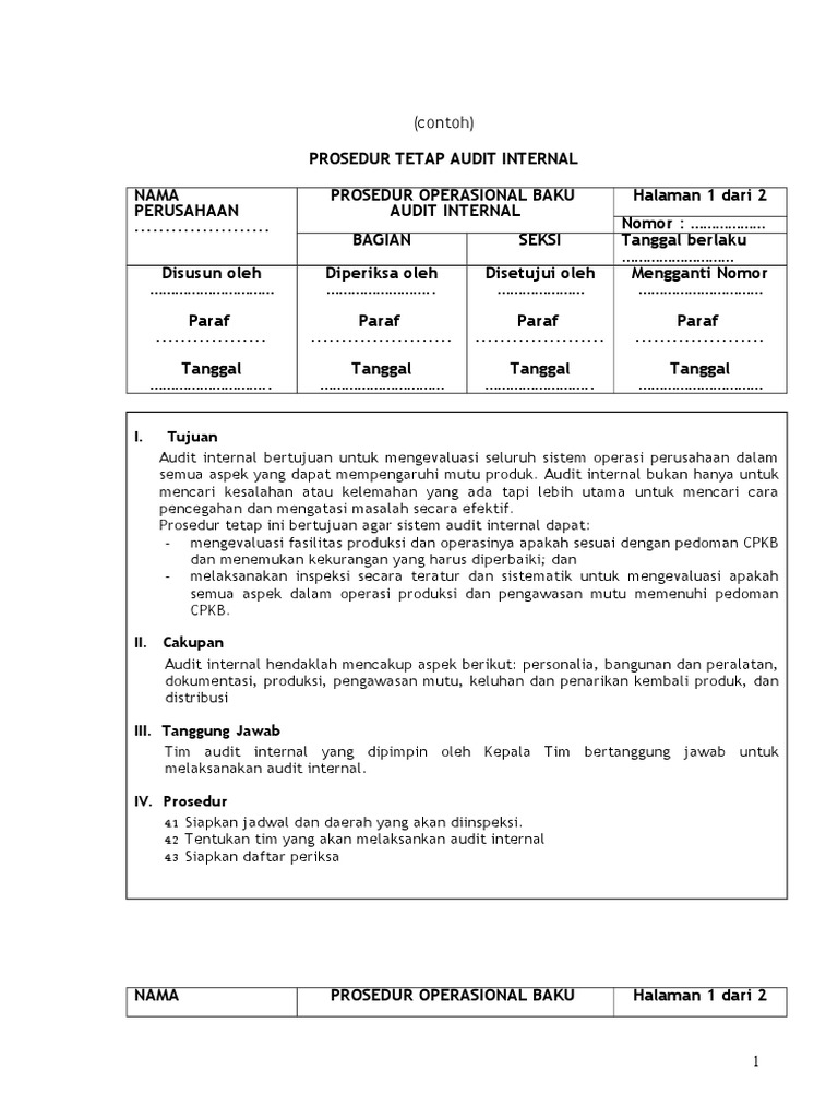 Dokumentasi Audit Internal | PDF