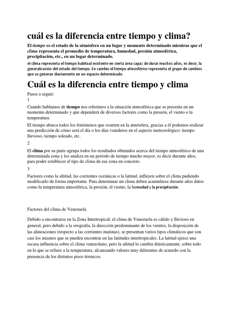 Cuál Es La Diferencia Entre Tiempo y Clima | PDF | Clima | Ciencia ...