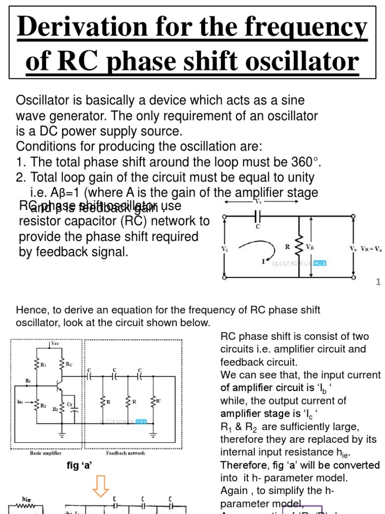 Derivation For The Frequency of RC Phase Shift | PDF | Electronic ...