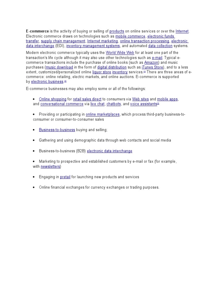 Overview of E-Commerce Activities | PDF