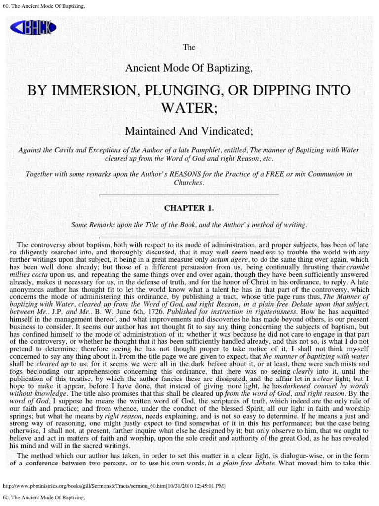 Ancient Baptism by Immersion Explained | PDF | Baptism | Religion And ...