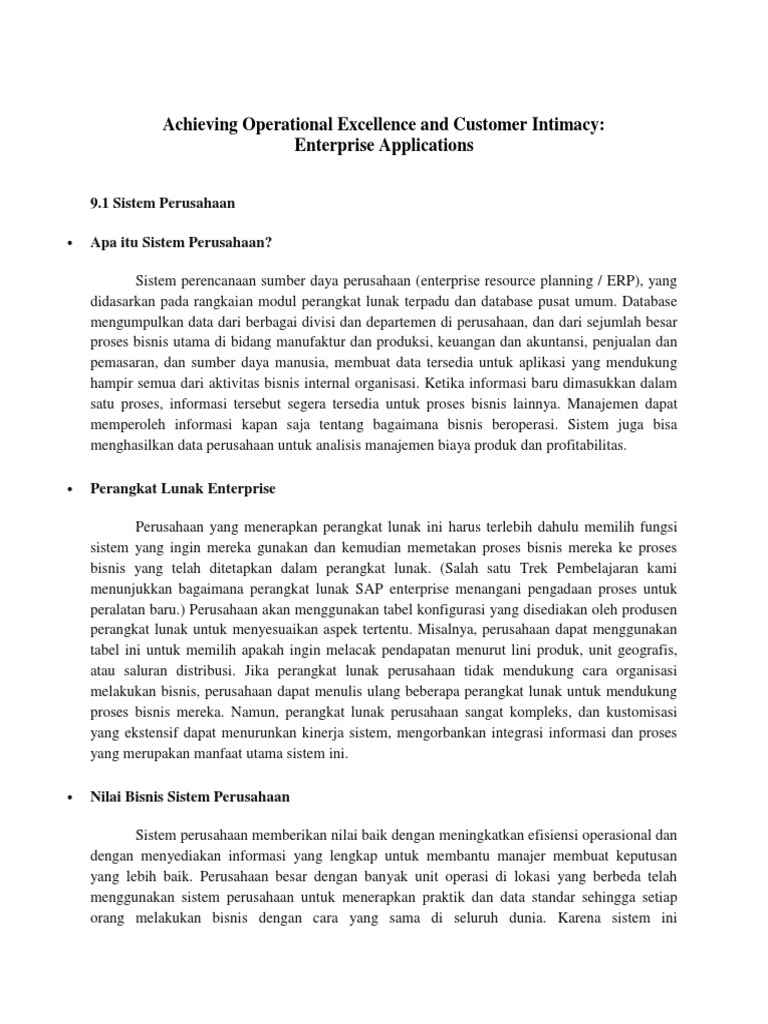 Achieving Operational Excellence and Customer Intimacy | PDF