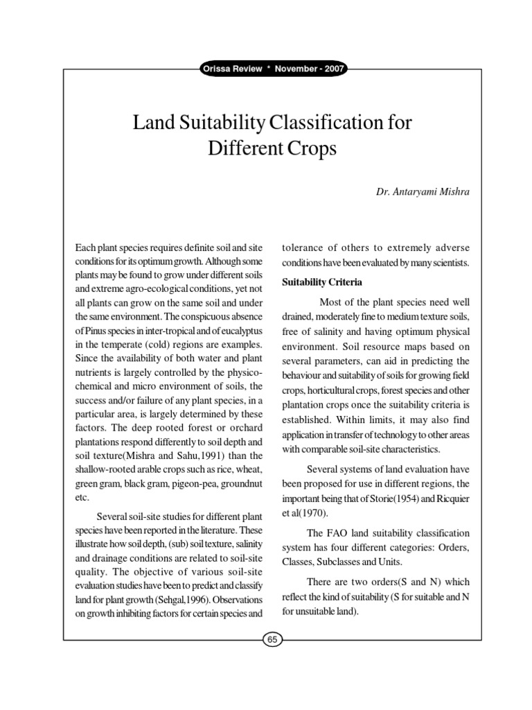 Suitability Criteria For Different Crops | PDF | Soil | Natural Materials