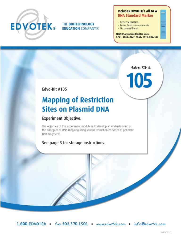 Mapping of Restriction Sites On Plasmid DNA: Edvo-Kit #105 | PDF | Gel ...