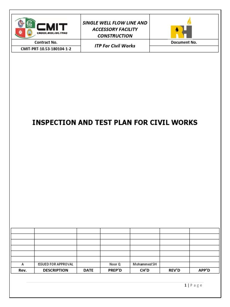 ITP for Civil Works | Road Surface | Concrete