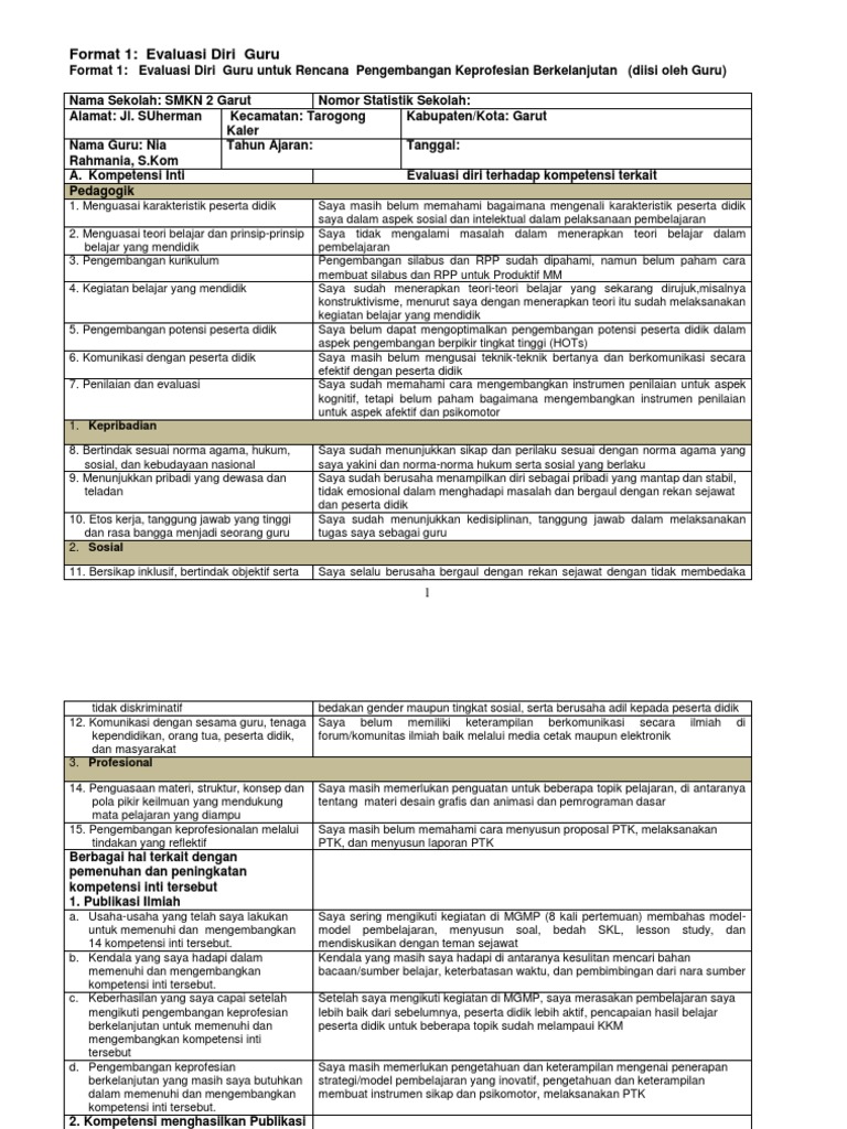 Format Penyusunan Rencana PKB | PDF