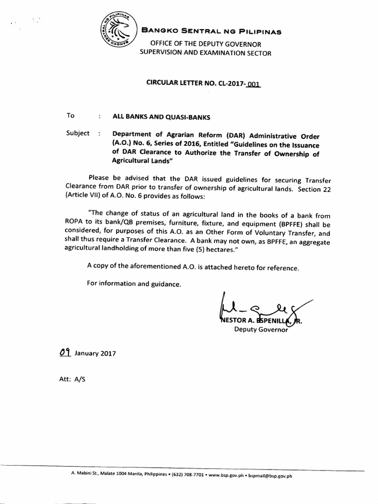 cl001 Guidelines On The Issuance of DAR Clearance To Authorize The ...