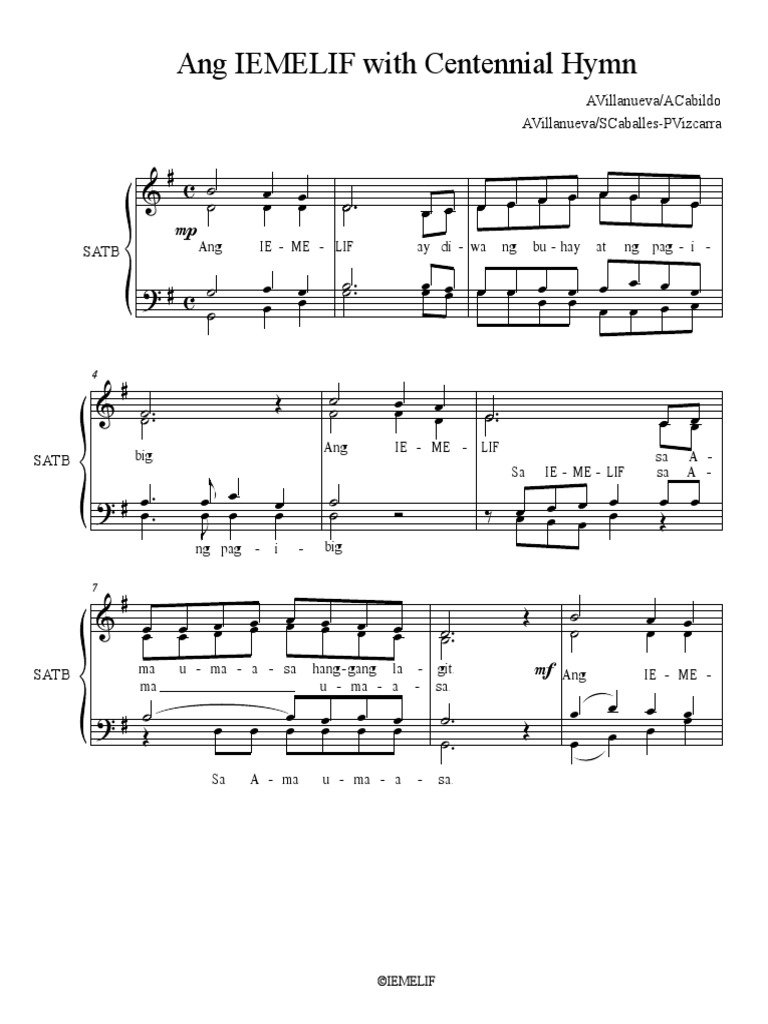 ANG IEMELIF With Centennial Hymn PDF | PDF