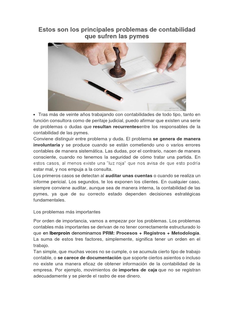 Estos Son Los Principales Problemas de Contabilidad Que Sufren Las ...