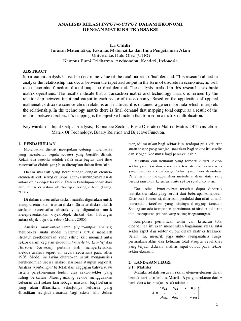 Materi 1 Pengantar Input Output | PDF