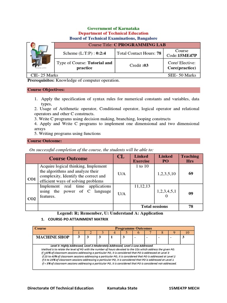 C - Programming LAB | PDF | C (Programming Language) | Rubric (Academic)