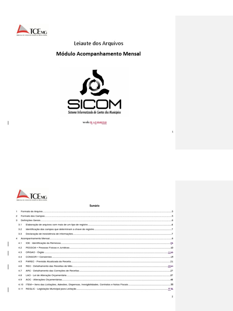 Manual SICOM 2019 AM Comparativo 1 | PDF | Orçamento | Consórcio