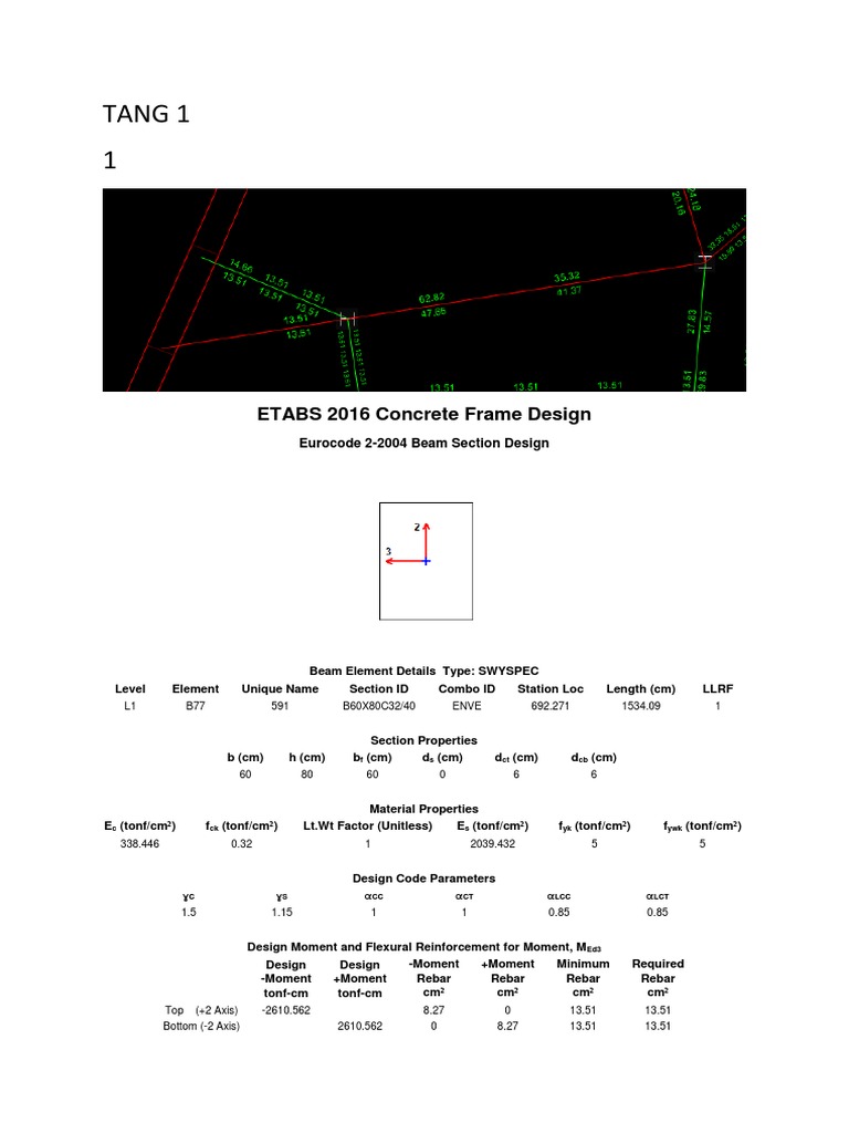 ETABS 2016 Concrete Frame Design: Eurocode 2-2004 Beam Section Design ...