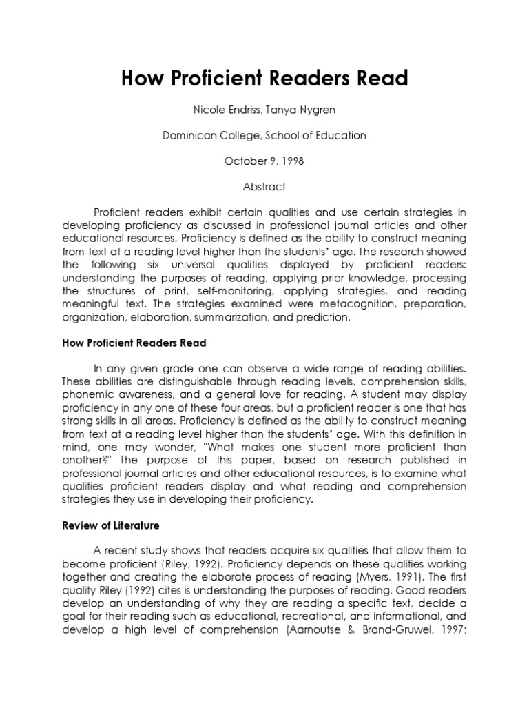 How Proficient Readers Read | PDF | Reading Comprehension | Metacognition