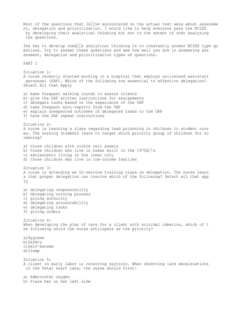 NCLEX Practice Test | PDF | National Council Licensure Examination ...