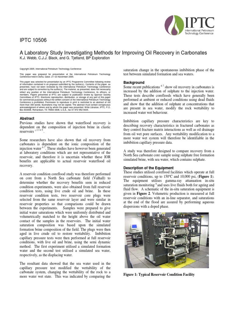 IPTC 10506 A Laboratory Study Investigating Methods For Improving Oil ...