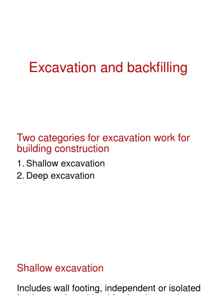 Excavation Types in Building Construction | PDF