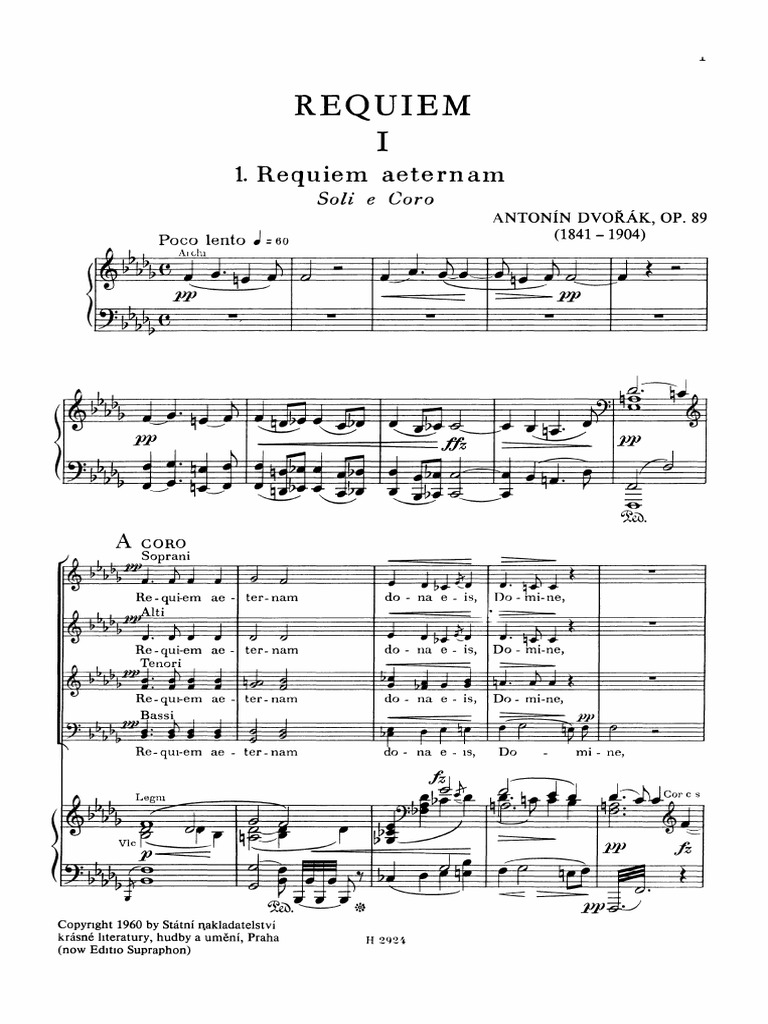 Dvorak Antonin Requiem Vocal Score 70359 PDF | PDF