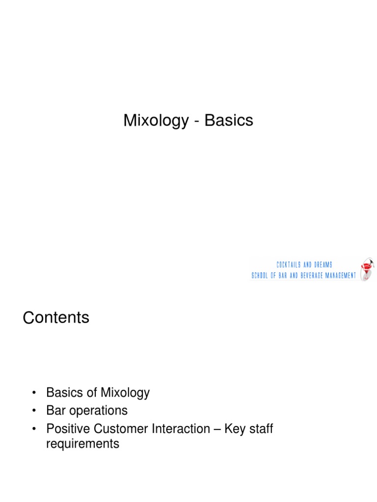 Basics of Mixology - An Introduction | PDF | Cocktails | Drink