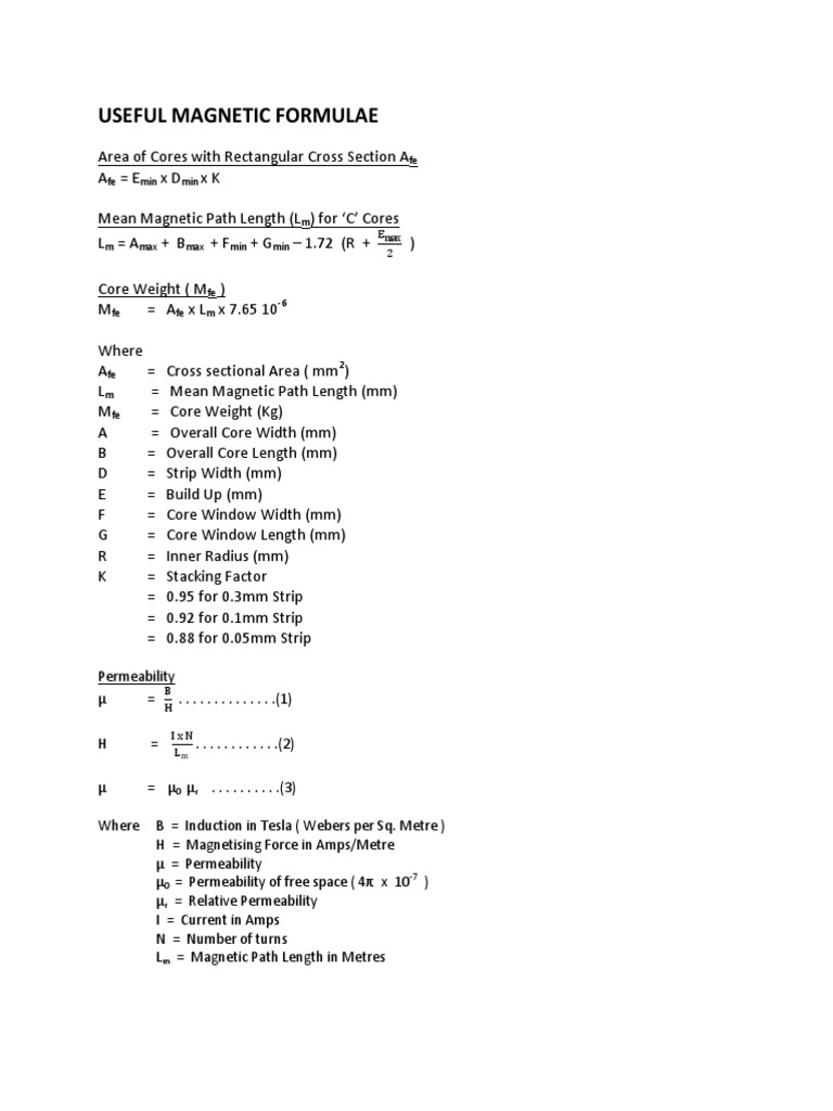 Magnetic Formulas and Permeability Insights | PDF