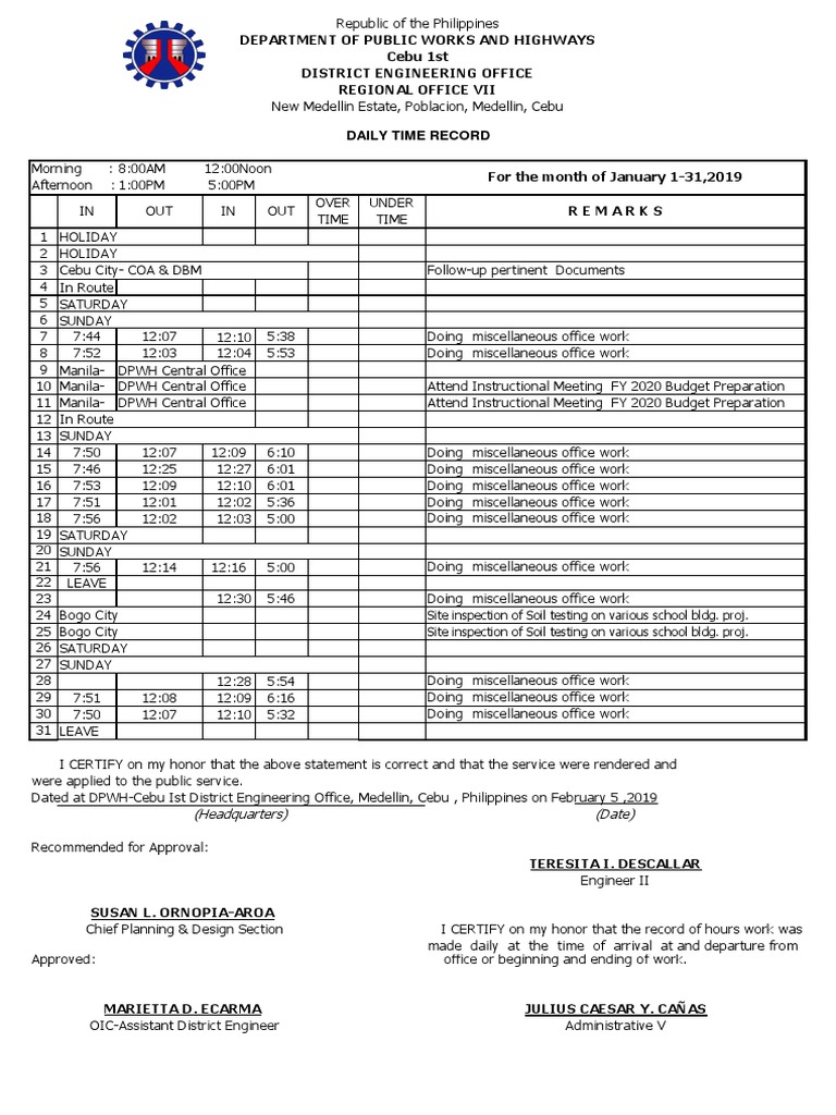 DTR-1 Month TCD | PDF | Government