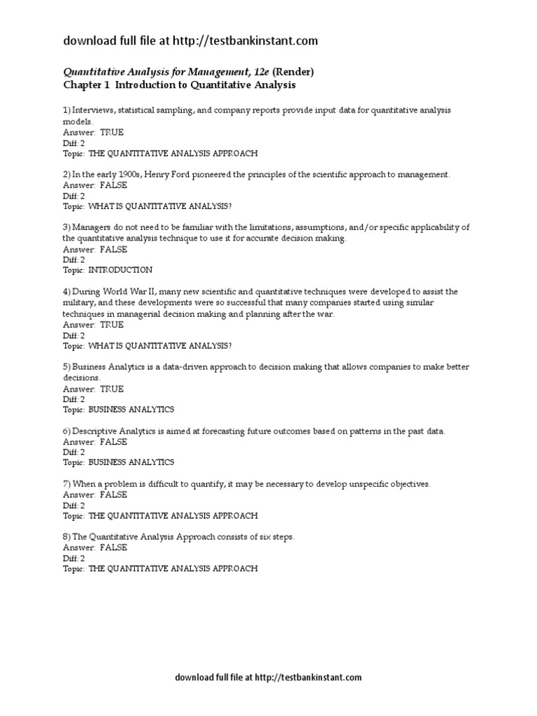 Chapter 1 Introduction To Quantitative Analysis | PDF | Mathematical Model | Quantitative Research