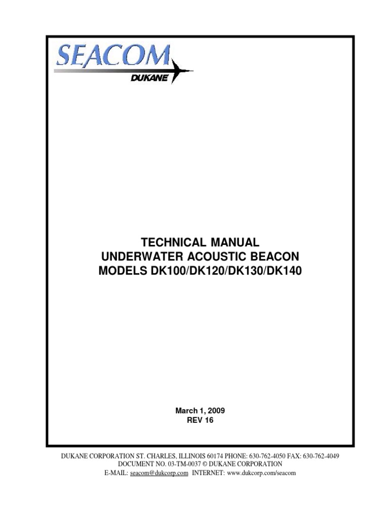 Technical Manual Underwater Acoustic Beacon MODELS DK100/DK120/DK130 ...