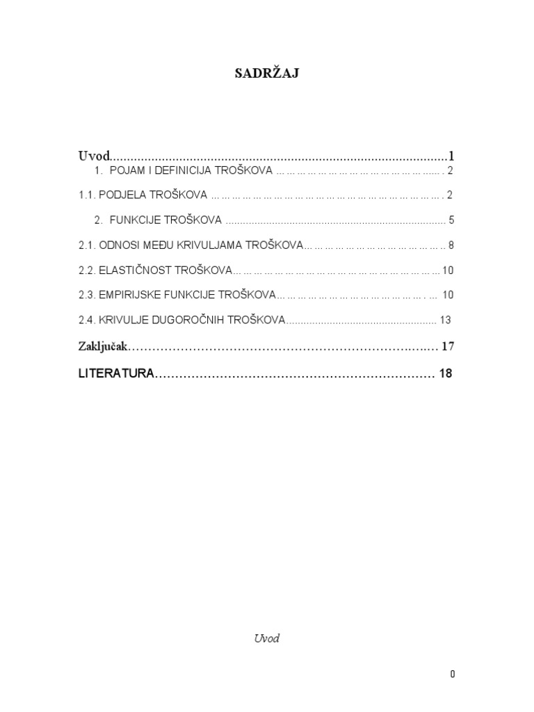 Seminarski - Troskovi | PDF