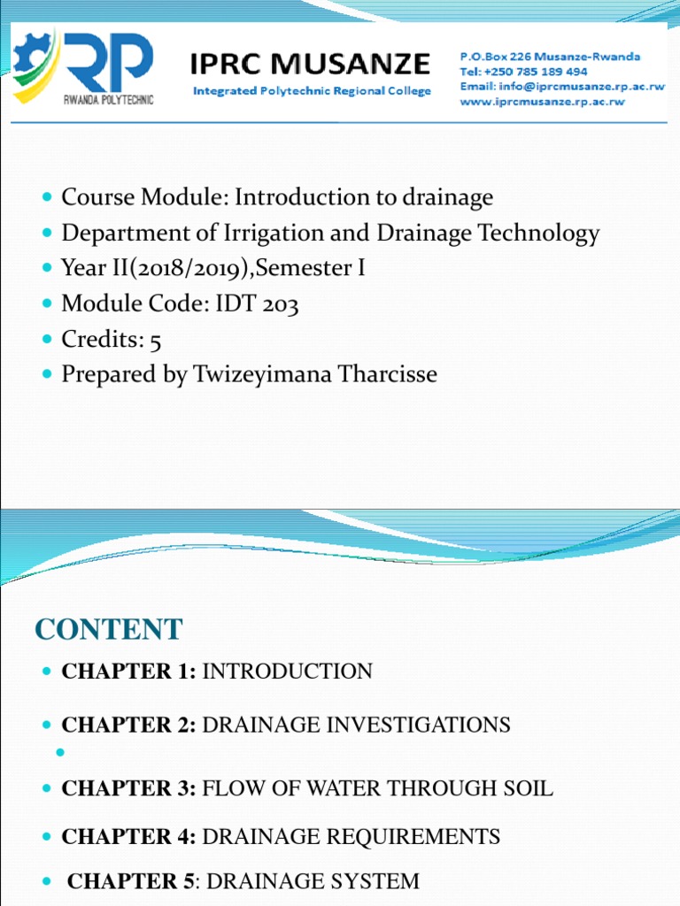 Presentation of Introduction To Drainage | PDF | Aquifer | Groundwater