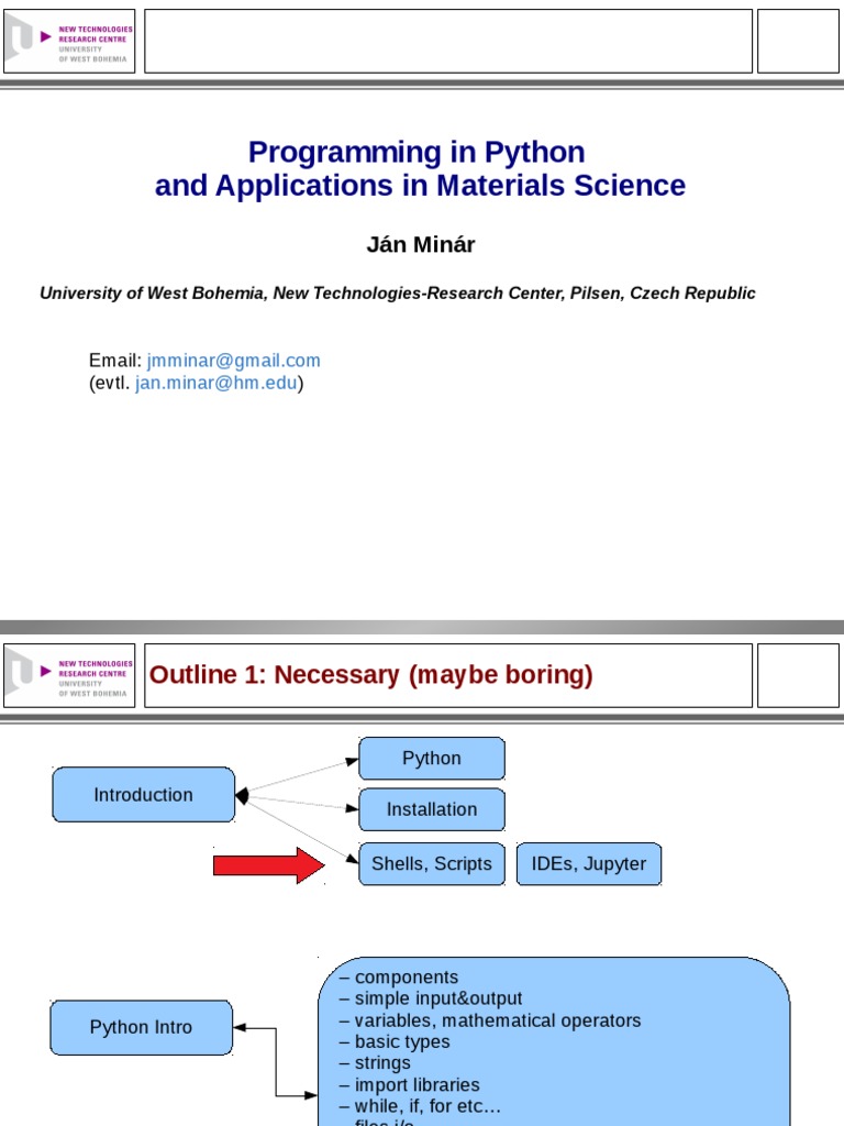 Programming in Python and Applications in Materials Science: Ján Minár | PDF | Python ...