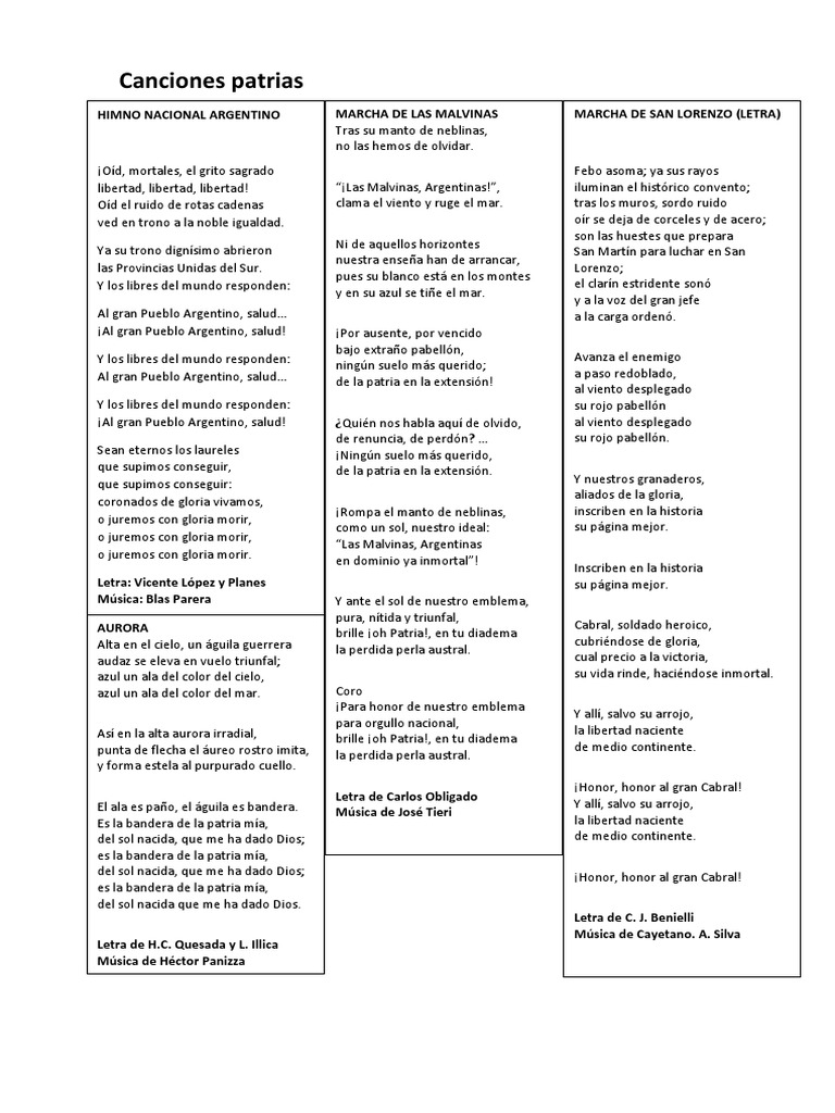 Canciones Patrias | PDF