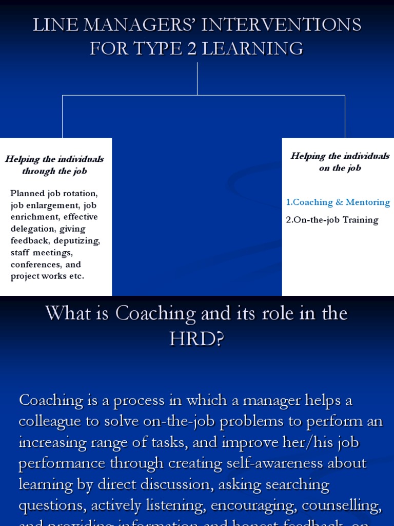 Line Managers' Interventions For Type 2 Learning | PDF | Mentorship ...