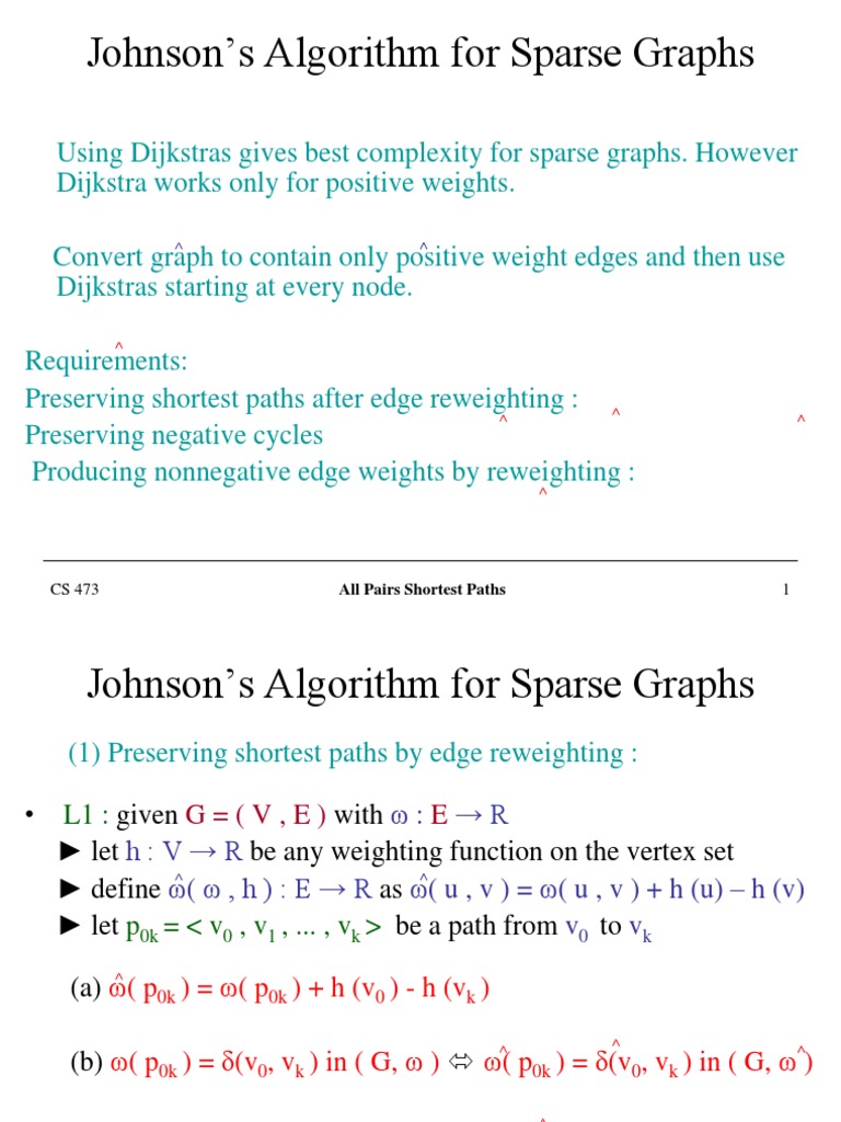 Johnson's Algorithm For Sparse Graphs: All Pairs Shortest Paths | PDF ...