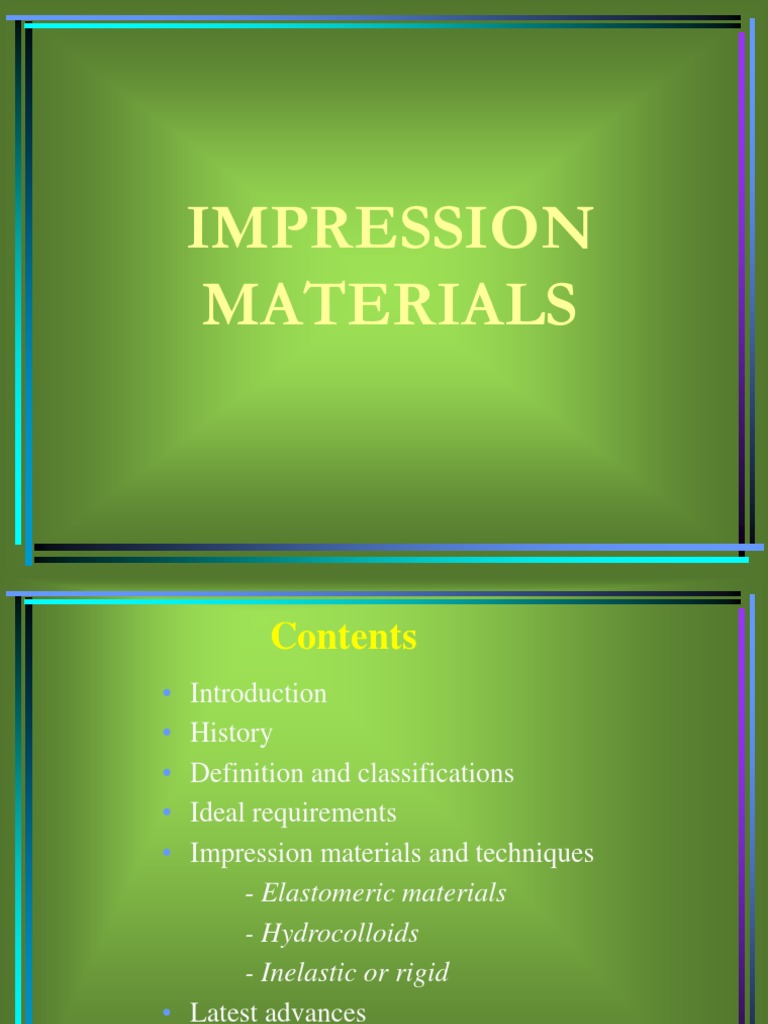 Impression Materials | PDF | Chemical Compounds | Physical Sciences