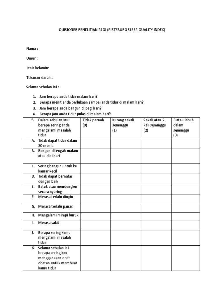 Psqi Quisioner | PDF