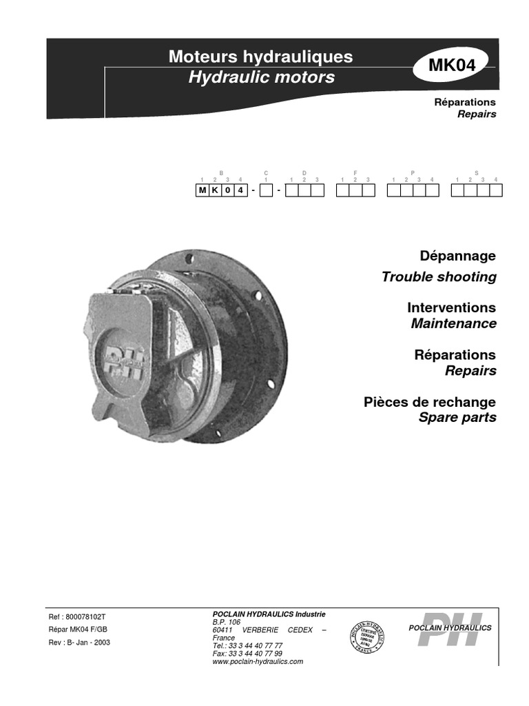 Poclain Hydraulics MK04 Hydraulic Motor Service Manual | PDF ...