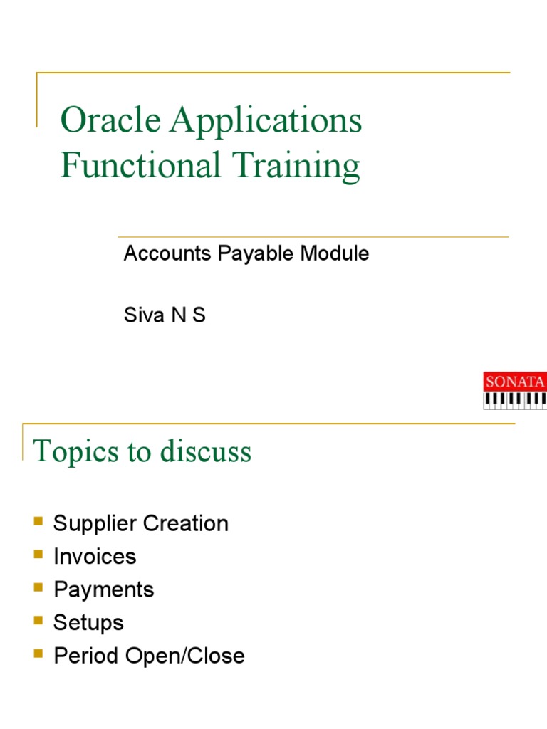 Oracle Applications Functional Training: Accounts Payable Module Sivans | PDF