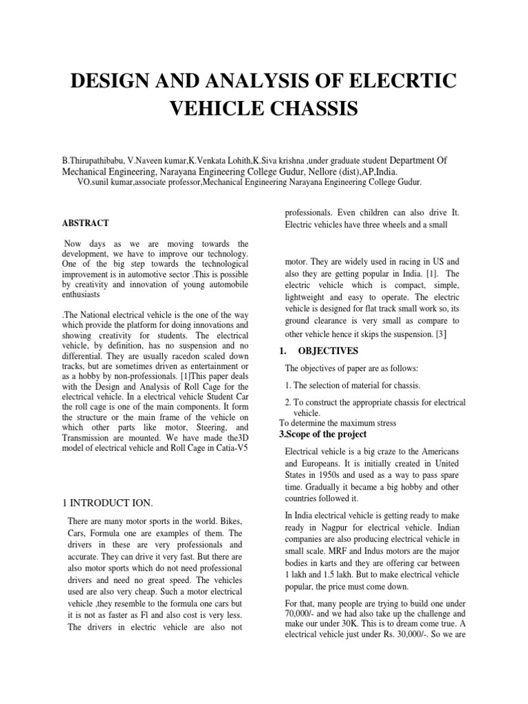 Design and Analysis of Elecrtic Vehicle Chassis | PDF | Strength Of ...